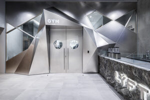 Entrance Crafted in Three-Dimensional Stainless Steel Panels | KIKUKAWA ...